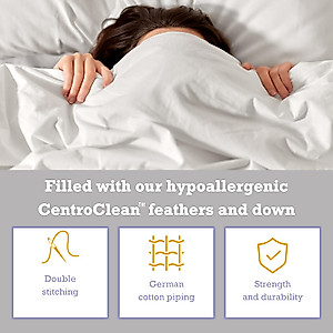 Down Etc Luxury Hotel Mattress Topper Ultra-Soft Feather Bed with Baffle Box Construction, Full, White