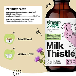Milk Thistle Supplement for Dogs - Liver Detox w/Liquid Milk Thistle Extract - Vegan Milk Thistle Dog Supplements & Vitamins for Small Large Medium Breed - Silymarin Liver Support for Dogs - 2 oz