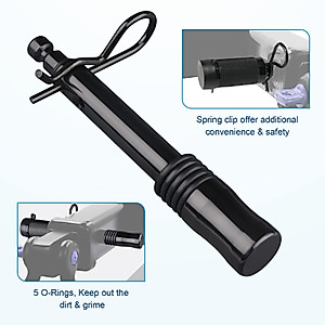 Kohree Trailer Hitch Lock 5/8 Inch, Hitch Pin Lock for Class III IV 2 Inches and 2-1/2 Inches Receiver, Locking Hitch Pin Tow Hitch Lock with Key, Safety Clip & Anti Rattle O-Rings