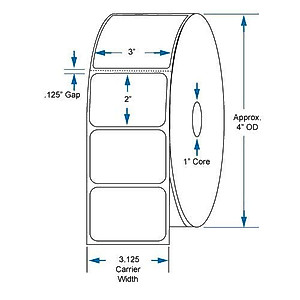 800530-205 Compatible KENCO® Brand 3 inch x 2 inch with perf Direct Thermal Labels to fit Eltron or Zebra Printers. 1 in. Core, 735 Labels Per Roll, 12 Rolls Per Case