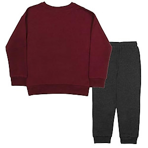 Minecraft Boys 2-Piece Set - Holiday Sweatshirt & Jogger Pants 2-Pack Bundle Set for Kids and Toddlers (Size 6/7, Maroon/Grey)