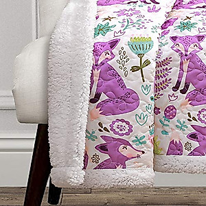 Lush Decor Pixie Fox Sherpa Throw, 60" x 50", Purple and Pink
