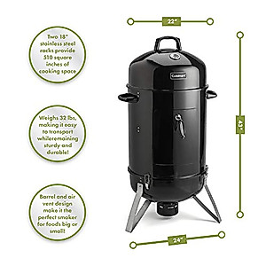 Cuisinart COS-118, Vertical Charcoal Smoker, 18" & KINGSFORD Heavy Duty Deluxe Charcoal Chimney Starter | BBQ Chimney Starter for Charcoal Grill and Barbecues