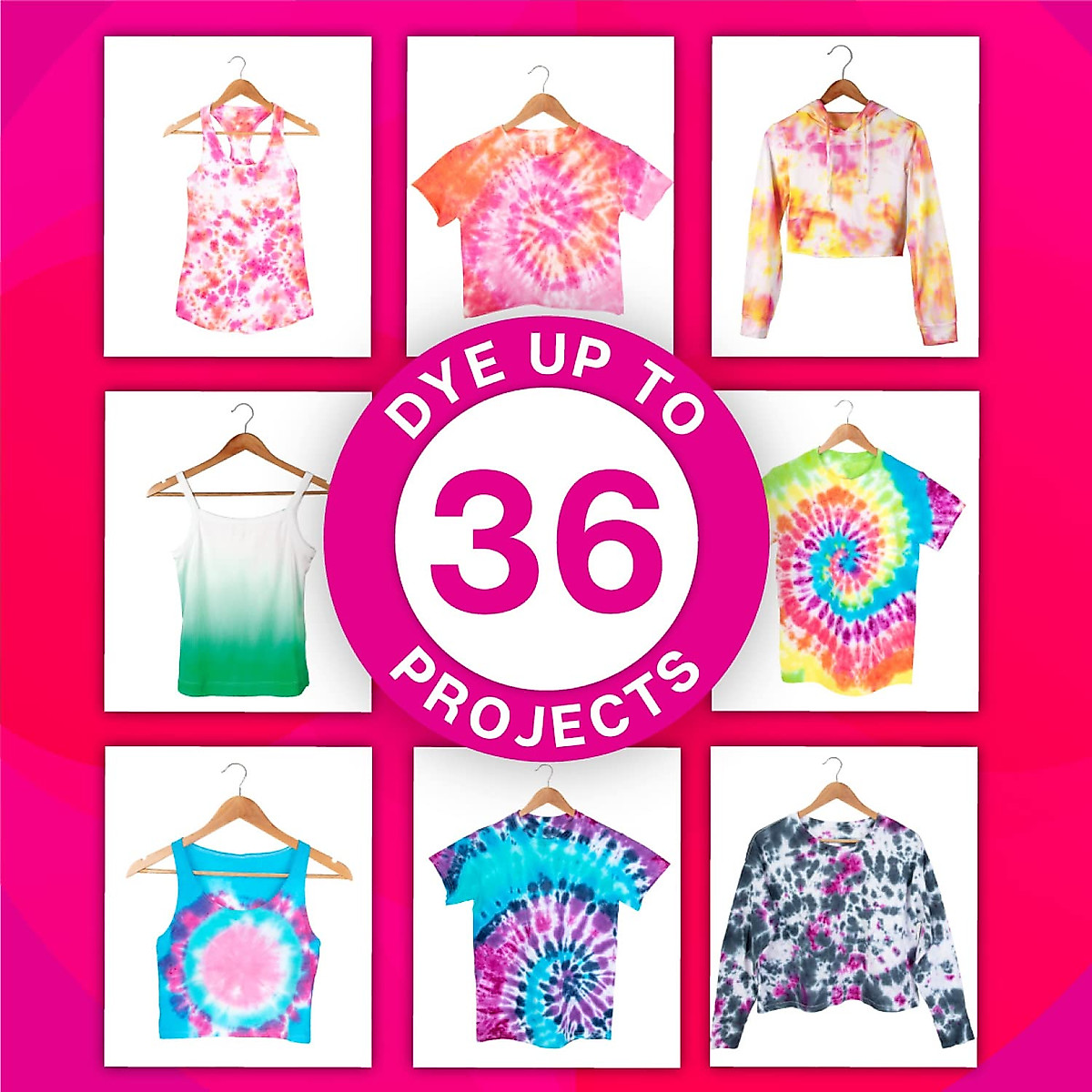 Tulip One-Step Tie-Dye Kit Party Supplies, 18 Bottles Tie Dye, Rainbow, 1 Count (Pack of 1)