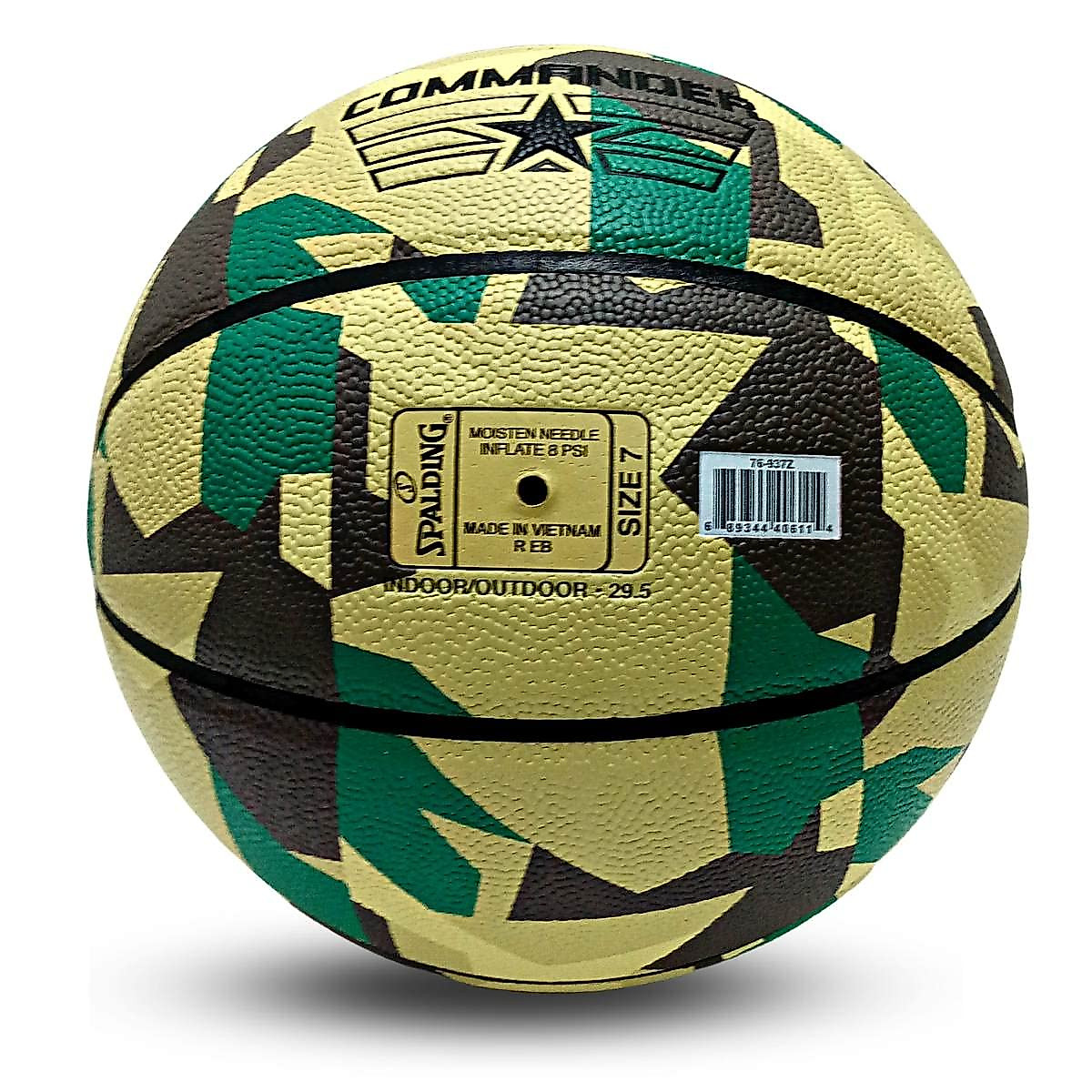 Spalding Commander Poly Series, Premium Rubber Indoor and Outdoor Basketball, Size 7