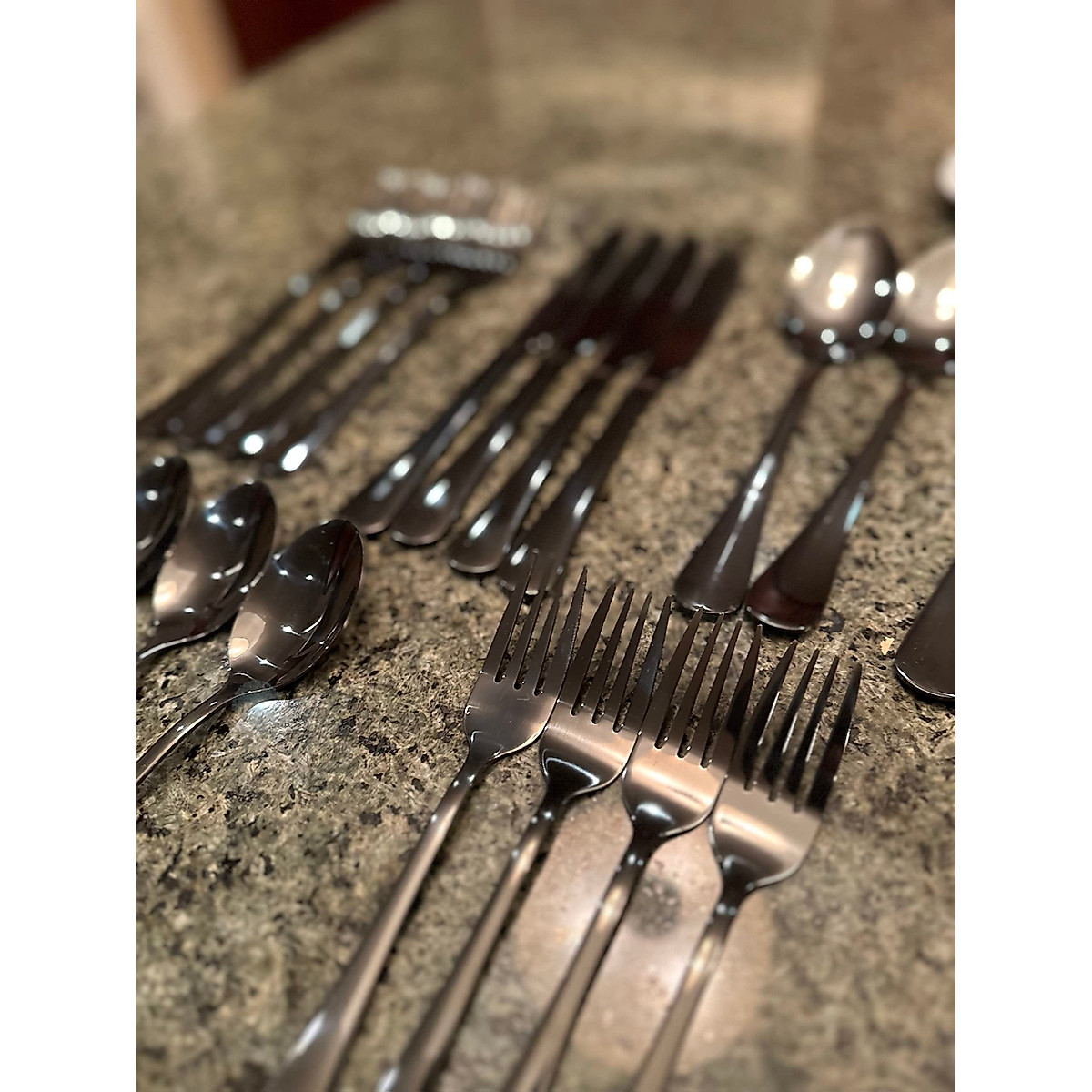 RBG Essentials Heavy-duty Stainless Steel Utensils Flatware Set, 20-piece Black Silverware Cutlery Set