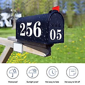 60 PCS White Mailbox Numbers, Vinyl Waterproof Stickers for Outside, Address on House, Big Mail BOX Number, 6 (3" x 4 sets, 4" x 2 set,0-9)