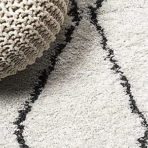 JONATHAN Y MOH405A-3 Catala Moroccan Diamond Shag Indoor Area-Rug Bohemian Geometric Modern Glam Easy-Cleaning Bedroom Kitchen Living Room Non Shedding, 3 X 5, White/Black