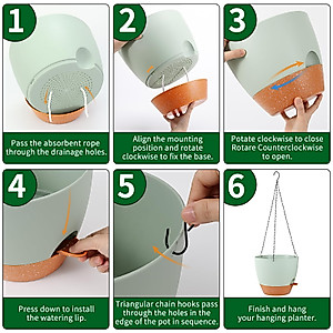 GARDIFE Large Hanging Planter, 12 inch Hanging planters for Indoor. Outdoor Plants, Self Watering Plant Pot, Plant Hanger, Green