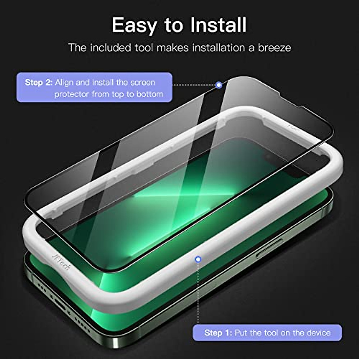 JETech Full Coverage Screen Protector for iPhone 13/13 Pro 6.1-Inch, Black Edge Tempered Glass Film with Easy Installation Tool, Case-Friendly, HD Clear, 3-Pack