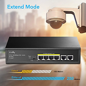 Cudy FS1006P 6-Port 10/100M PoE Switch 60W, 4 PoE Ports, CCTV Mode (Transmit Distance to 250m at 10Mbps), PD Detection,Fan-Less, Steel Case, Desktop and Wall-Mount, 802.3at / 802.3af
