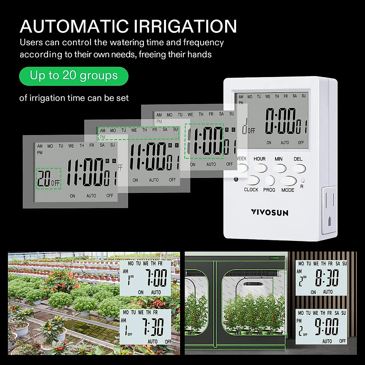 VIVOSUN Professional Automatic Drip Irrigation Kits, 15W Output, All in One Professional Grow Kit- Includes Pump, Timer and Regulator, 8 Drip Emitters Garden Plant Watering System Indoor Outdoor