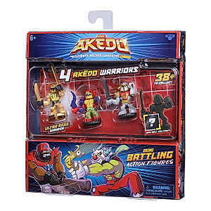 Akedo Ultimate Arcade Warriors - Warrior Collector 4 Pack - 3 Mini Battling Action Figures: Sunshadow, Tailwhip & Prideheart and one Hidden Mini Battling Action Figure!, Multicolor (14247)