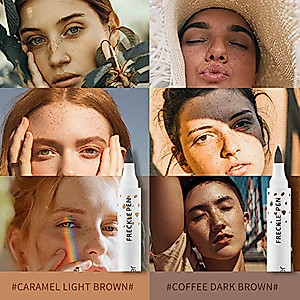 LOKFAR 2 Pcs Freckle Pen Set, Natural Lifelike Fake Freckles Makeup Pen Magic Brown Color Freckles Makeup Tool Long-Lasting Waterproof Dot Spot Pen for Effortless Sunkissed Makeup (Dark Brown)