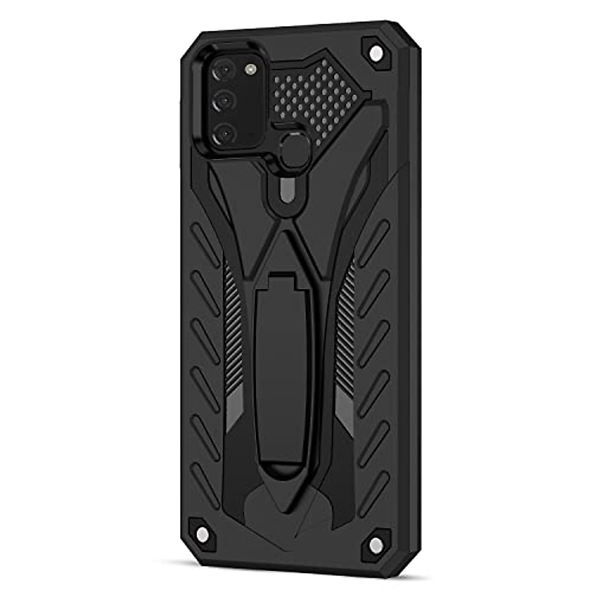 Phone Back Cover Compatible with Infinix Smart 5/Hot 10 Lite,Military Grade Strong Two Layer PU+TPU Hybrid Full Body Case,Bracket Protective Dustproof Shockproof Cover Case Cover sleeves ( Color : Dar