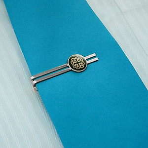 Celtic Knot Love Eternity Round Tie Bar Clip Clasp Tack Silver Color Plated