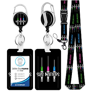 Plifal ID Badge Holder with Lanyard and Retractable Badge Reel Clip, Funny Size Matters Card Name Tag Lanyard Vertical ID Protector Bage Clips for Nurse Nursing Phlebotomy Phlebotomist Doctor Student