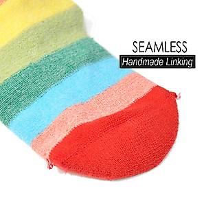 EPEIUS Little Girls' 5 Pack Seamless Rainbow Stripes Crew Socks Kids Girls Cotton Dress Socks for 3-5 Years,Smooth Toes Socks,Shoe Size 8.5-11