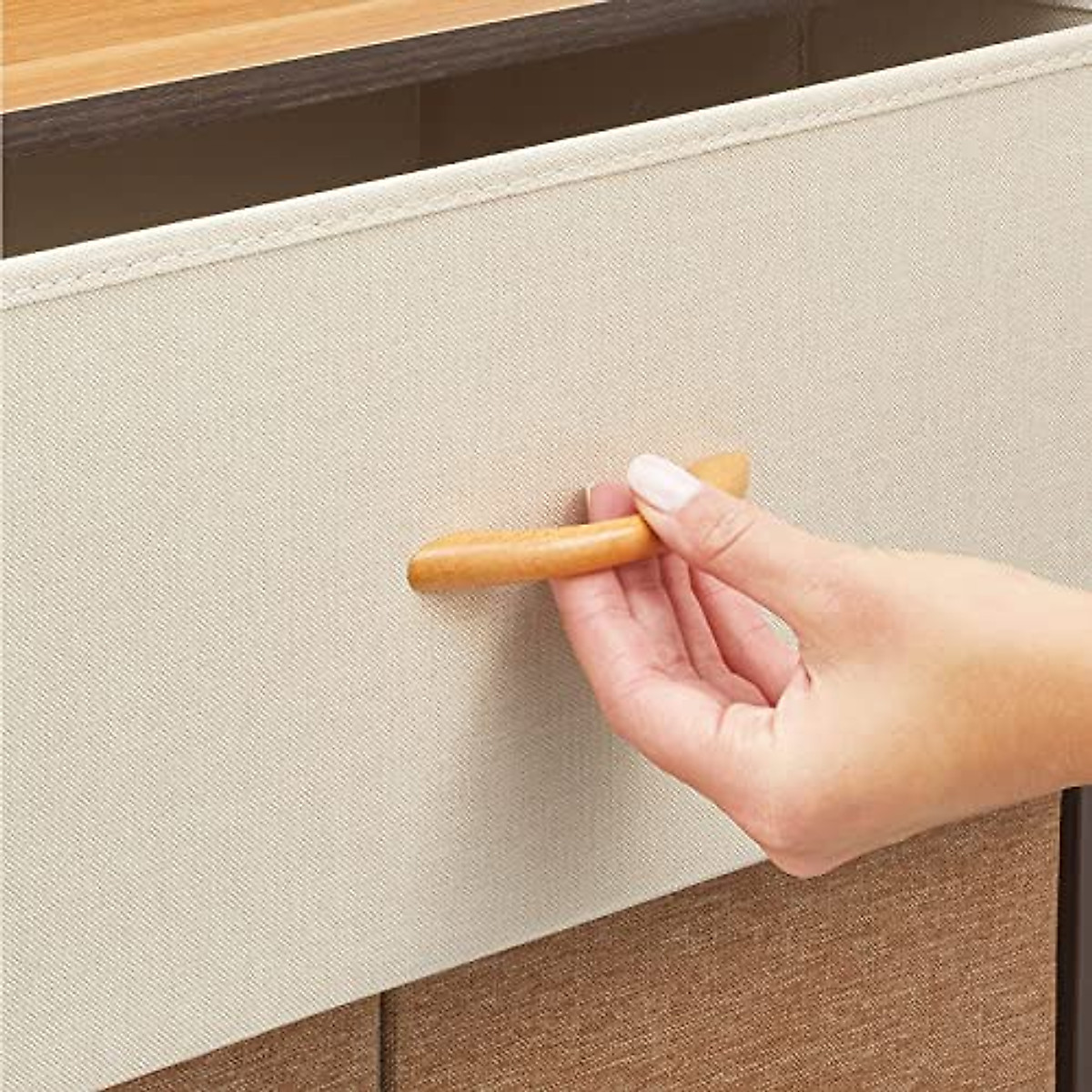 mDesign 30.9" High Steel Frame/Wood Top Storage Dresser Furniture Unit with 7 Removable Fabric Drawers - Large Bureau Organizer for Bedroom, Living Room, Closet - Multi-Color/Espresso Brown