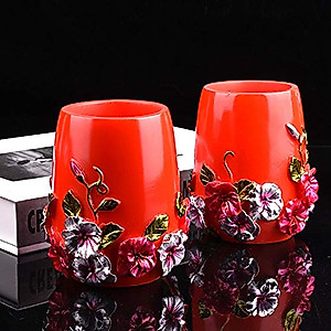 5-Piece Resin Bathroom Accessory Set with Soap Dish, Dispenser, Toothbrush Holder and Tumbler, Red