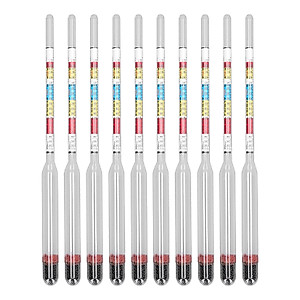 Garosa 10Pcs Triple Scale Hydrometer Home Brewing Meter Hydrometer Alcohol Home Brewing Beer Liquid Hydrometer Test Jar Household Supplies
