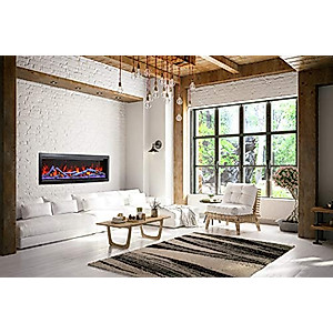 Amantii SYM-50-BESPOKE Symmetry Series Bespoke 50-Inch Built-in Electric Fireplace with Remote, Birch Log Media, Black Steel Surround