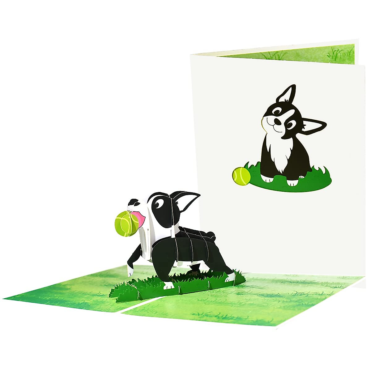 GREETING ART Dog Pop Up Card,3D Pop Up Card,Pop Up Birthday Card,Boston Terrier Pop Up Card, Dog Lover Card,Thank You Card for Mothers Day, Fathers Day,Valentines Day, Birthday, All Occasion