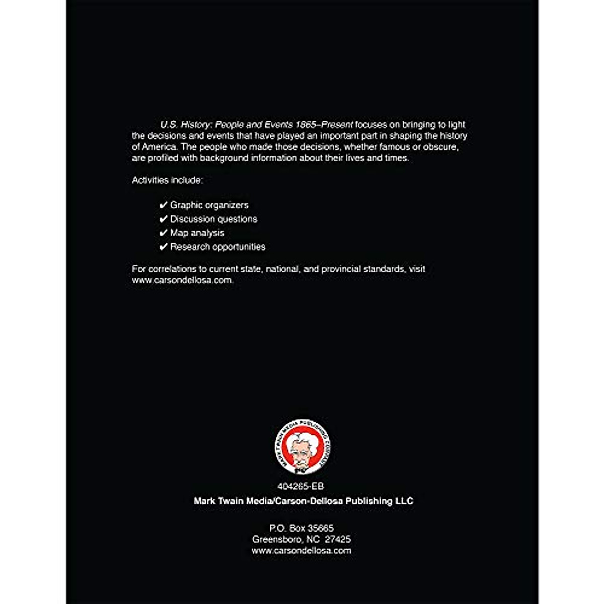 Mark Twain People and Events US History Workbook for Middle School, American History High School Books, Social Studies Classroom or Homeschool Curriculum