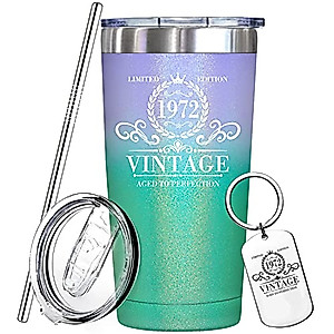 SpenMeta 51st Birthday Gifts for Women, Men - Unique Great Wedding Anniversary Present for Couple, Parents - 51 Year Old Ideas Gifts for Mom, Dad - Vintage 1972 Tumbler Cup