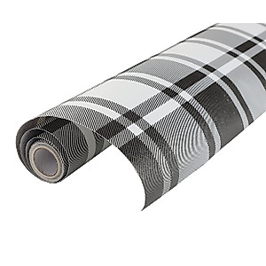 Self Adhesive Vinyl White and Black Plaid Shelf Drawer Liner Paper Wallpaper for Kitchen Bathroom Cabinets Dresser Drawer Table Cupboard Furniture Walls Arts Crafts 17.7x117 Inches