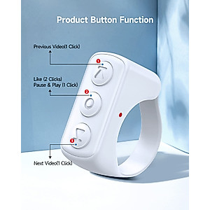 TIK Tok Bluetooth Remote Control, Tiktok Wireless Scrolling Control Page Turner Rechargeable with Ring Design and Charging Case Compatible with iOS/Android