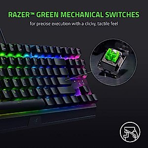 Razer BlackWidow V3 Tenkeyless Mechanical Gaming Keyboard: Razer Mechanical Switches - Chroma RGB Lighting - Compact Form Factor - Programmable Macro Functionality - USB Passthrough (Renewed)