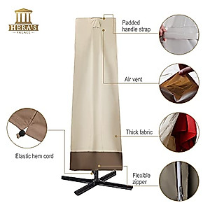 HERA'S PALACE Patio Umbrella Cover, 600D Protective Waterproof Cover with Zipper, High-Density Stitching, Patio Umbrella Covers for 9-13 Feet Cantilever Offset Umbrella