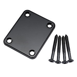 Musiclily Metal 4 Bolt Guitar Neck Plate with Screws for Fender Strat Tele Electric Guitar or Bass Replacement,Black