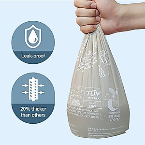 Heart of Tafiti Small Compost Bags 2.6 Gallon, US BPI ASTM D6400 Certified Compostable Trash Bags, Extra Thick Food Scrap Kitchen Waste Bags, 100 Count