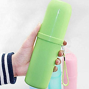 Colorido Portable Travel Camping Toothbrush Paste Holder Case Covered Bathroom Cup Box Clear Green