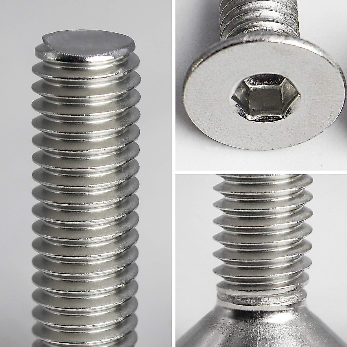 M5 x 8mm 12mm 16mm 20mm 25mm Flat Head Hex Socket Cap Screws Countersunk Bolts, 304 Stainless Steel, Fully Threaded, Bright Finish, Metric Allen Hex Drive, Assortment Kit 50PCS