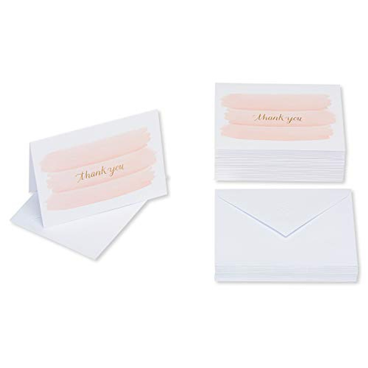 American Greetings Thank You Cards with Envelopes, Pink Brushstrokes (50-Count)