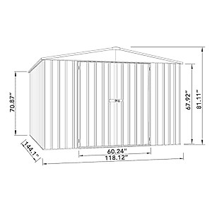 Absco Regent 10 Ft. x 12 Ft. Metal Storage Shed DIY Galvanized Steel Sheds for Tools, Bikes, Lawn & Garden Equipment, Outdoor Patio Furniture, Perfect in Backyard, Garden (Woodland Gray)