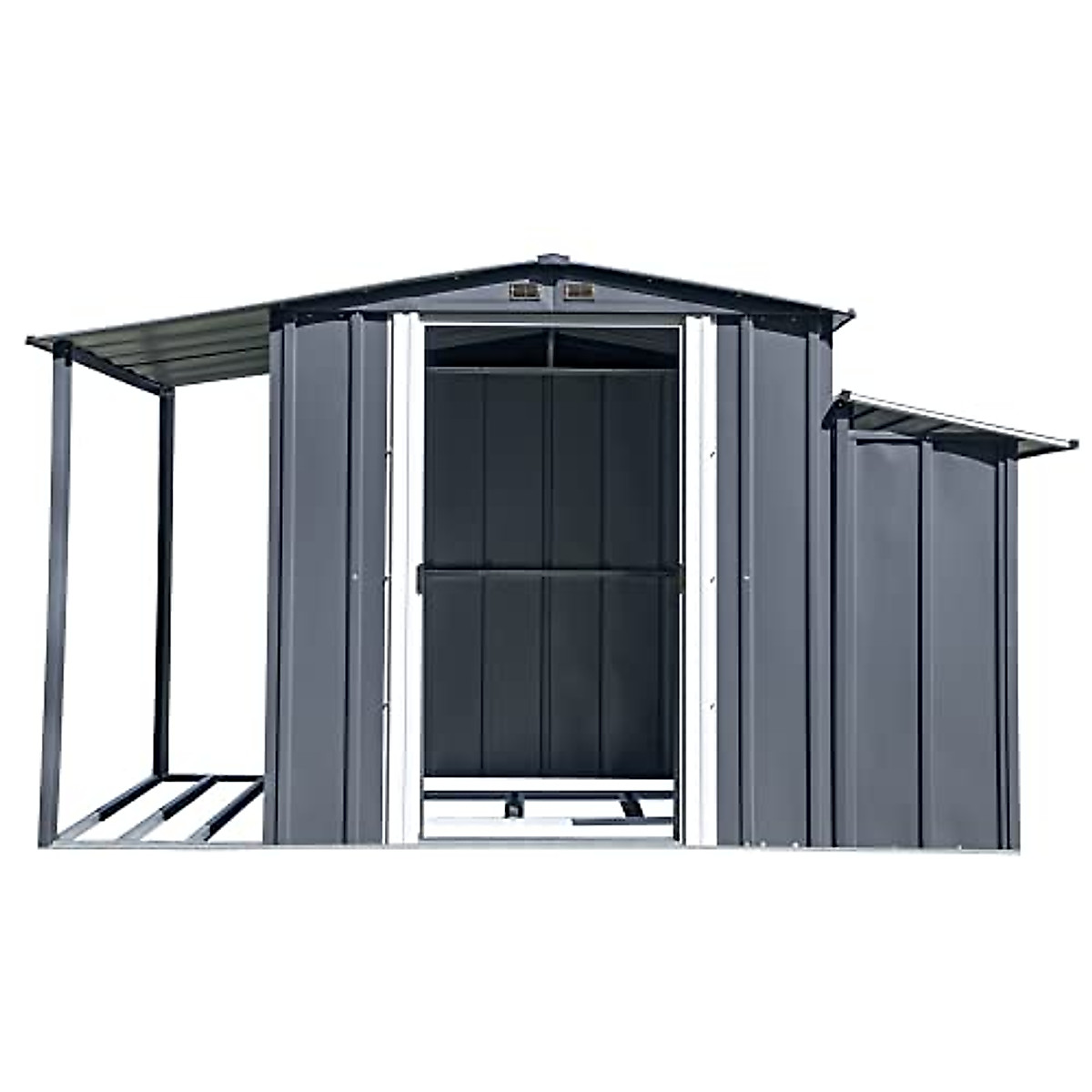 Arrow Sheds 10' x 5' Galvanized Steel 3-in-1 Pad-Lockable Outdoor Utility Storage Shed, Anthracite