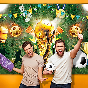 Soccer Backdrop,7x5FT Football Backdrop World Cup Backdrop Football Background Football Green Grass Field Photography Backdrop Soccer Banner for World Cup Party