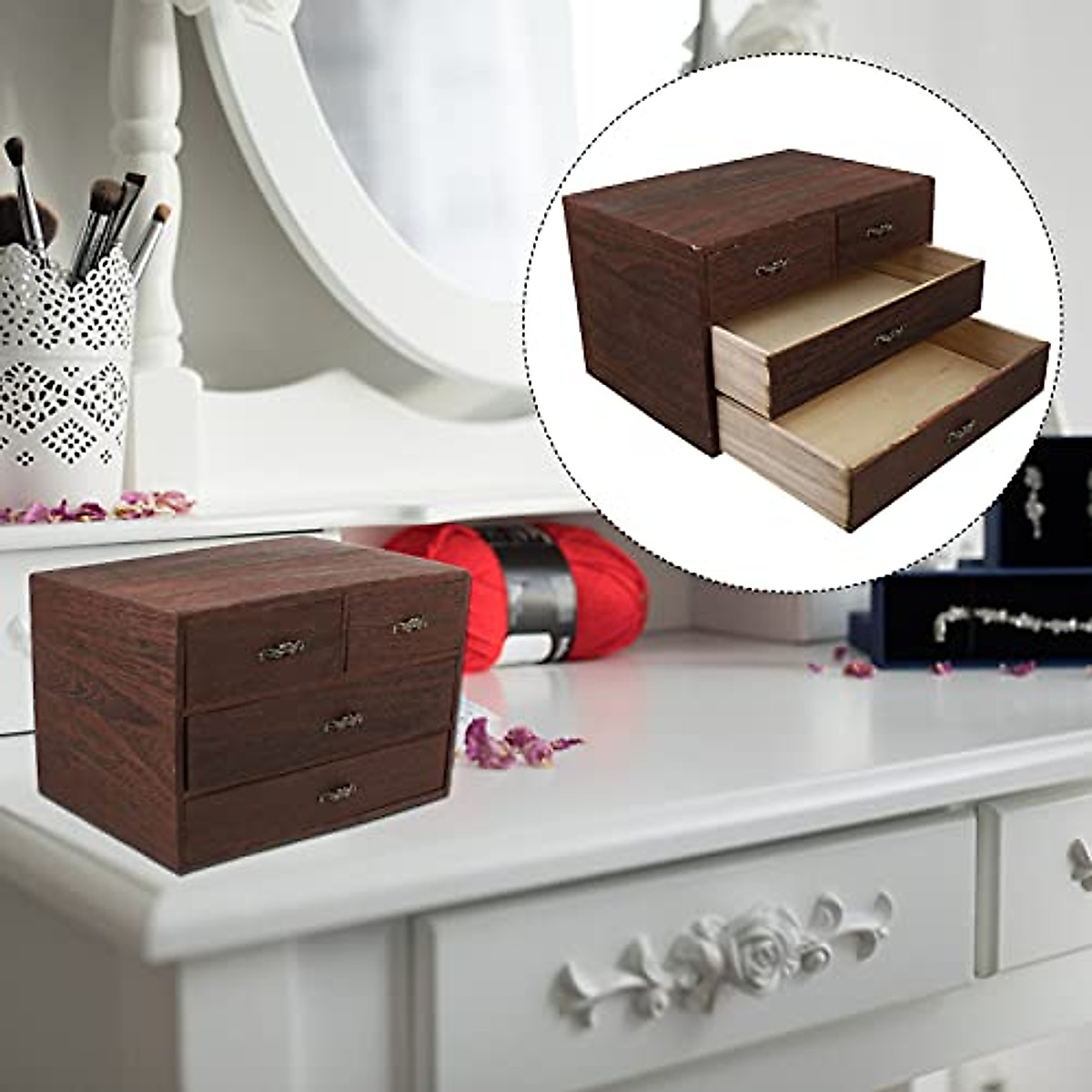 Veemoon Desk Organizer Wooden Storage Box Drawer Storage Organizer for Home Office