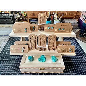 Eiyye 2-Tier Wooden Display Stand, Ring Earring Large Capacity Jewelry Display Stand,Wood Cupcake Stands Display Stand Craft Showing Organizer Tray For Retail Display Vendors Wood Riser(Natural)