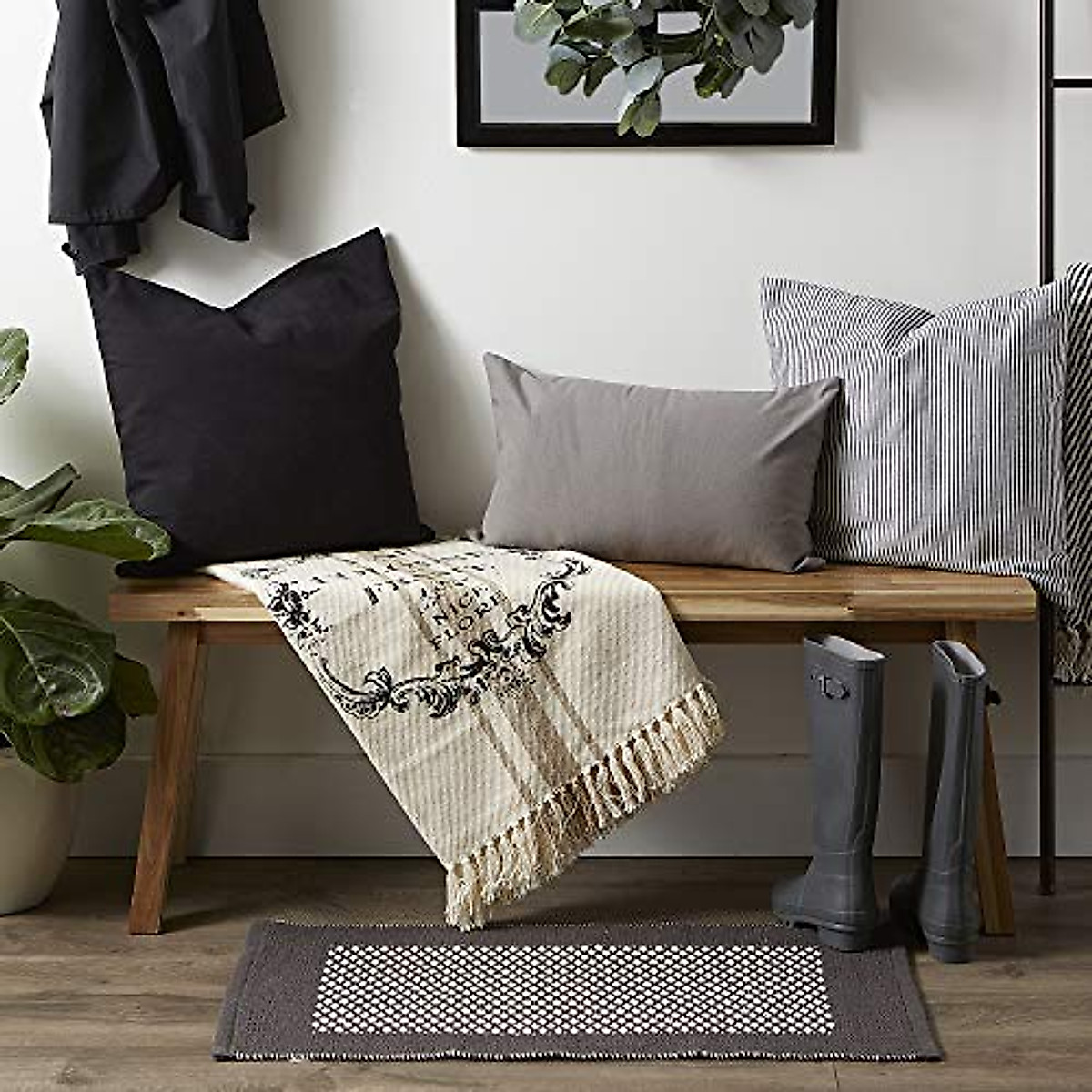 DII French Country Printed Woven Throw, 50x60, French Grain Sack