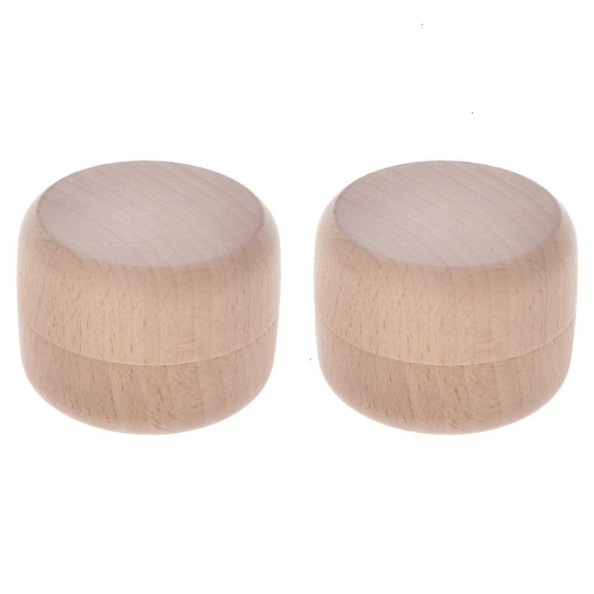 HOLLY TRIP 2PCS Small Round Unpainted Wooden Box, Wedding Ring Jewelry Boxes DIY Storage Trinket Bearer Box Container Case