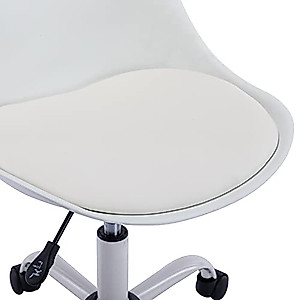 Hyfirm Home Office Desk Chair with Wheels, Swivel Rolling Study Task Chair for Teens Students, Armless Modern Computer Chair for Dorm/Bedroom/Living Room/Small Spaces with Padded Seat, White