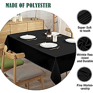 Dekoresyon 2 Pack Rectangle Tablecloth 60 x 102 Inch, Stain and Wrinkle Resistant Washable Polyester Table Cloth, Decorative Table Cover for Dining Table, Parties and Wedding, Black