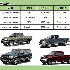 2PCS Front Hood Lift Support Struts Gas Spring Shock Replacement for Ford F-150 1995-2004 F-250 1995-1999 Expedition 1997-2006