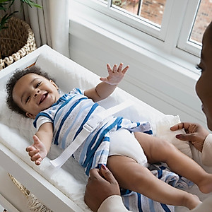 Summer Contoured Changing Pad, 16” x 32”, White Comfortable & Secure Baby With Security Strap And Two High Curved Sides, Easy To Clean