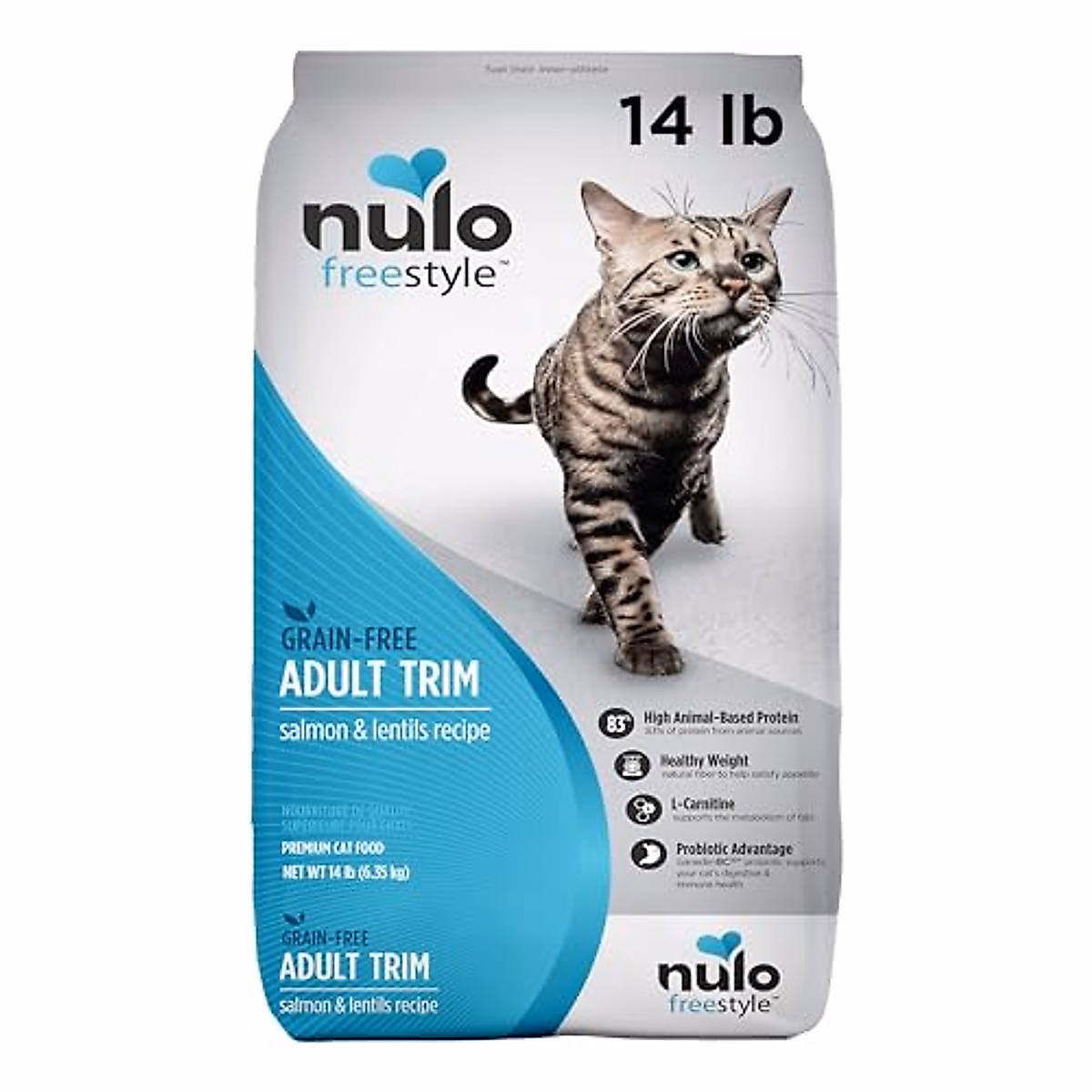 Nulo Freestyle Adult Trim Premium Grain-Free Dry Small Bite Cat Food Kibble with BC30 Probiotic for Digestive Health Support, Salmon & Lentils 14 Pound Bag